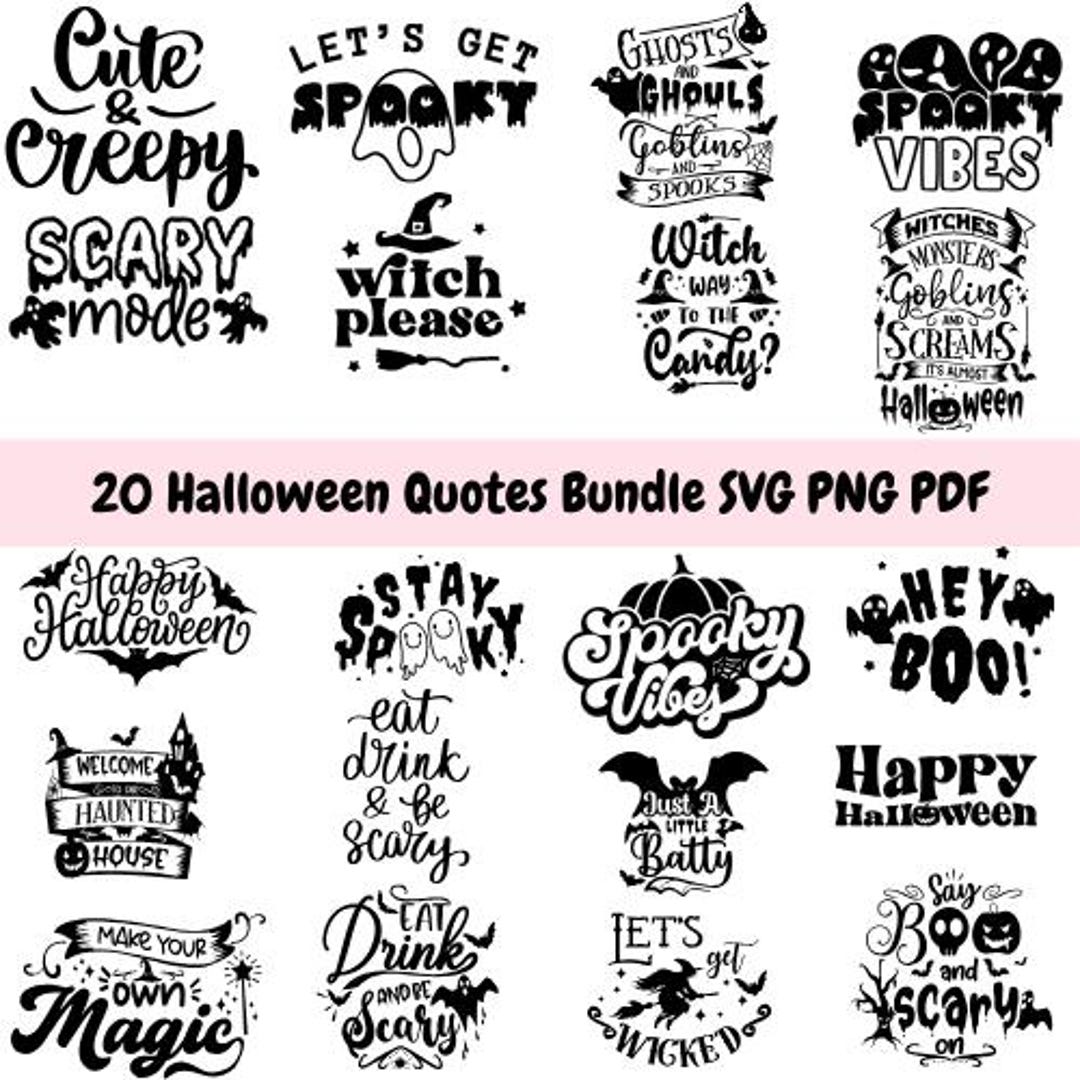 Spooky Halloween Quotes Bundle SVG, Spooky Halloween Clipart, SVG Files ...