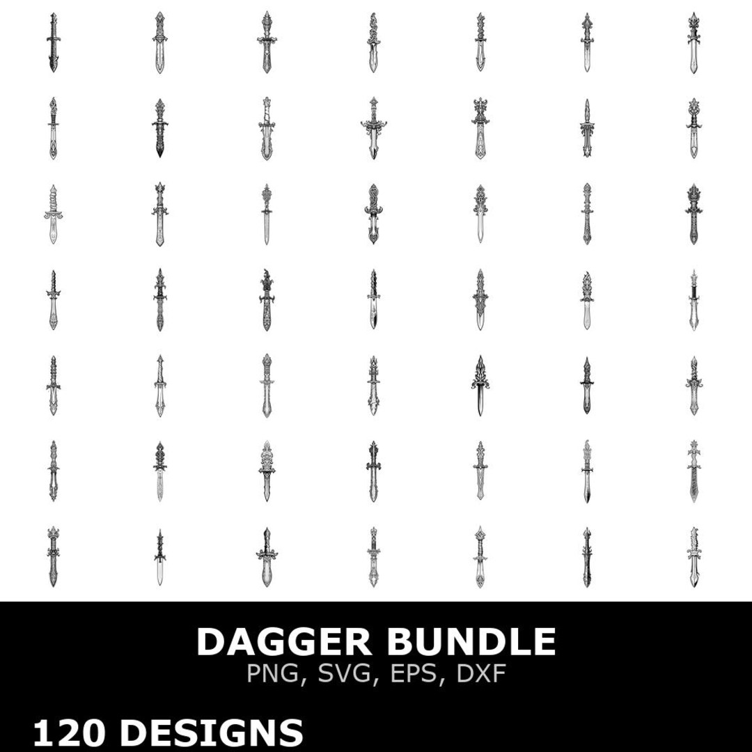 Dagger Digital Clipart Bundle Svg Png Eps Dxf Cricut Cutting Files ...