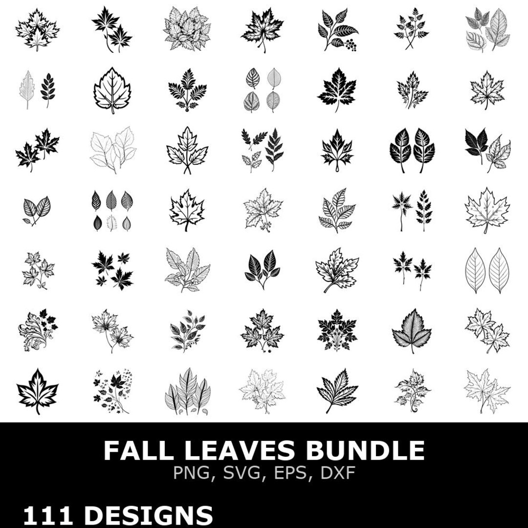 Fall Leaves Digital Clipart Bundle Svg Png Eps Dxf for Cricut Cutting ...