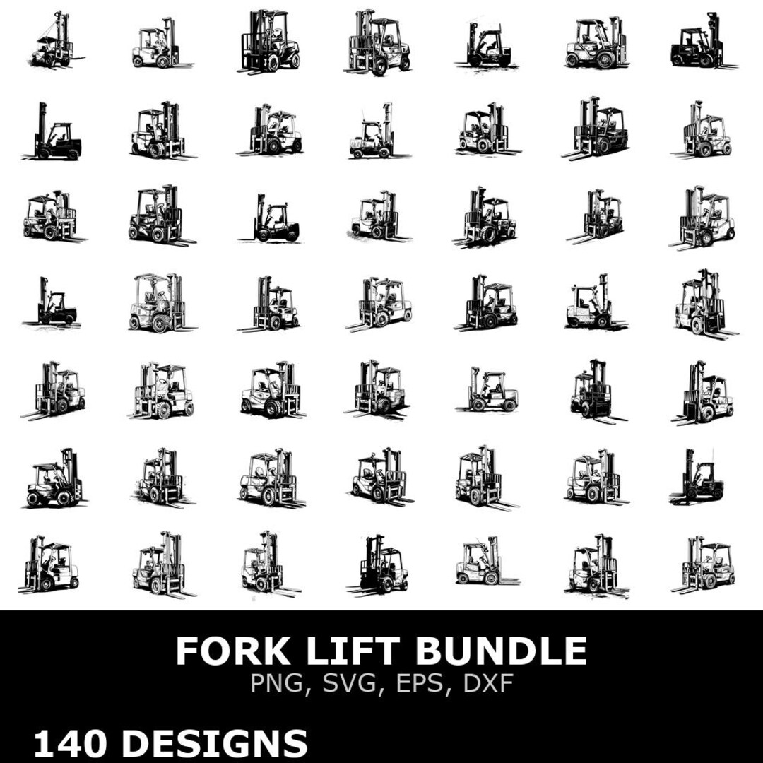 Fork Lift Digital Clipart Bundle Svg Png Eps Dxf Cricut Cutting Files ...