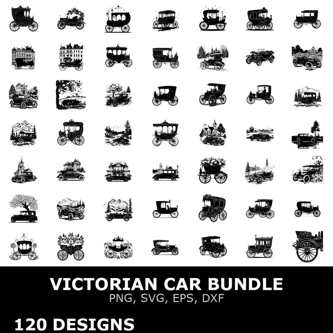 Victorian Car Digital Clipart Bundle Svg Png Eps Dxf for Cricut Cutting ...
