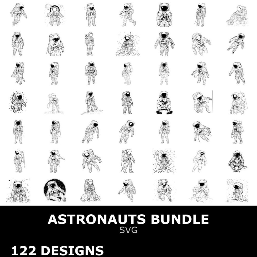 Astronauts Digital Clipart Bundle Svg for Cricut Cutting Files Graphic ...