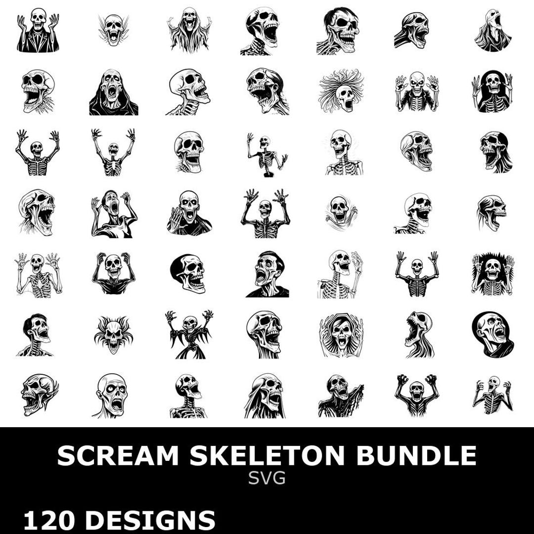 Scream Skeleton Digital Clipart Bundle Svg Cricut Cutting Files ...