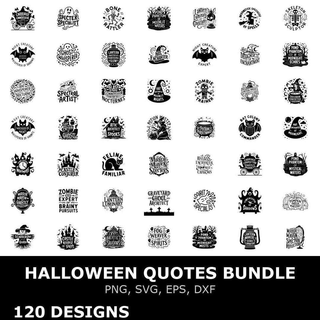 Halloween Quotes Digital Clipart Bundle Svg Png Eps Dxf Cricut Cutting ...