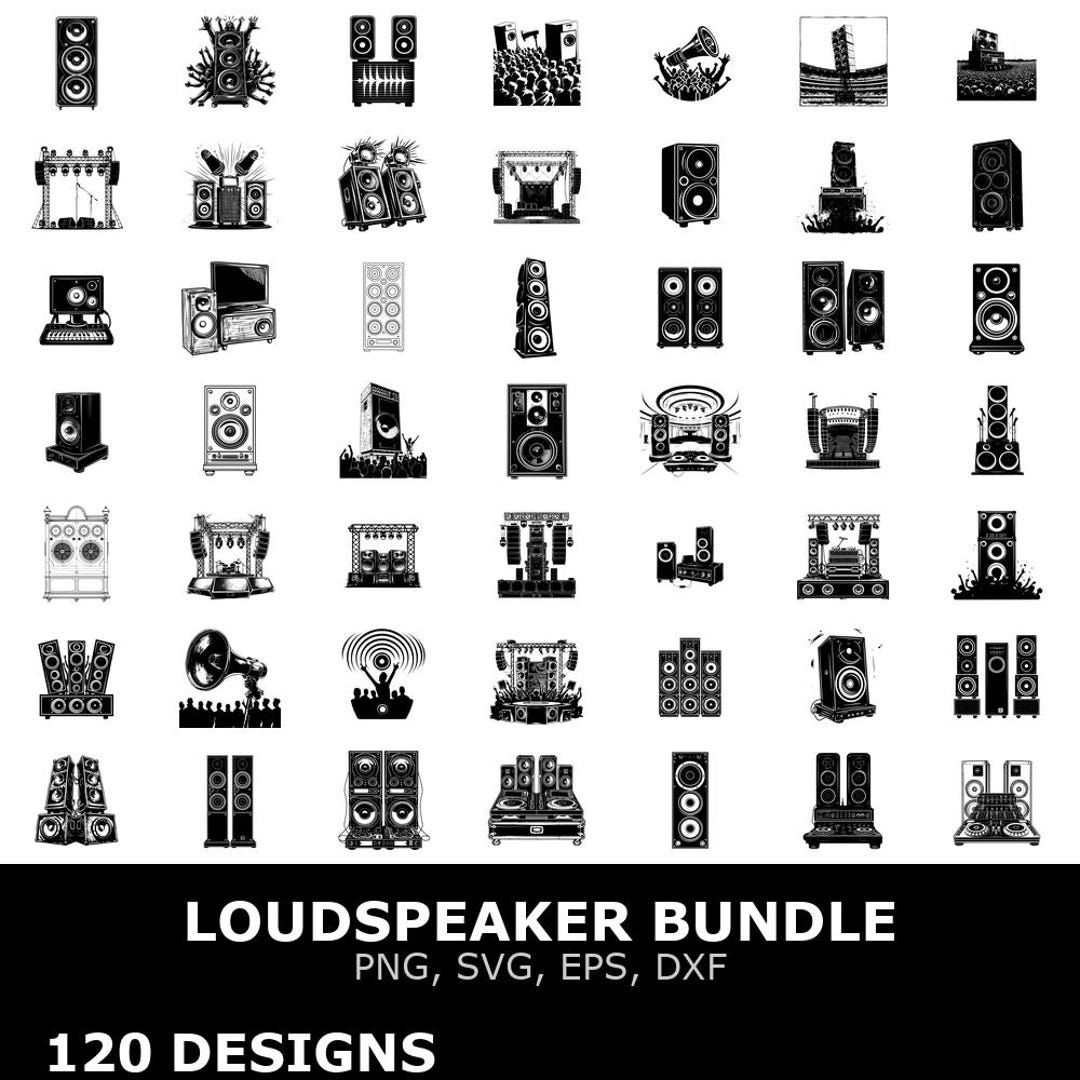 Loudspeaker Digital Clipart Bundle Svg Png Eps Dxf for Cricut Cutting ...