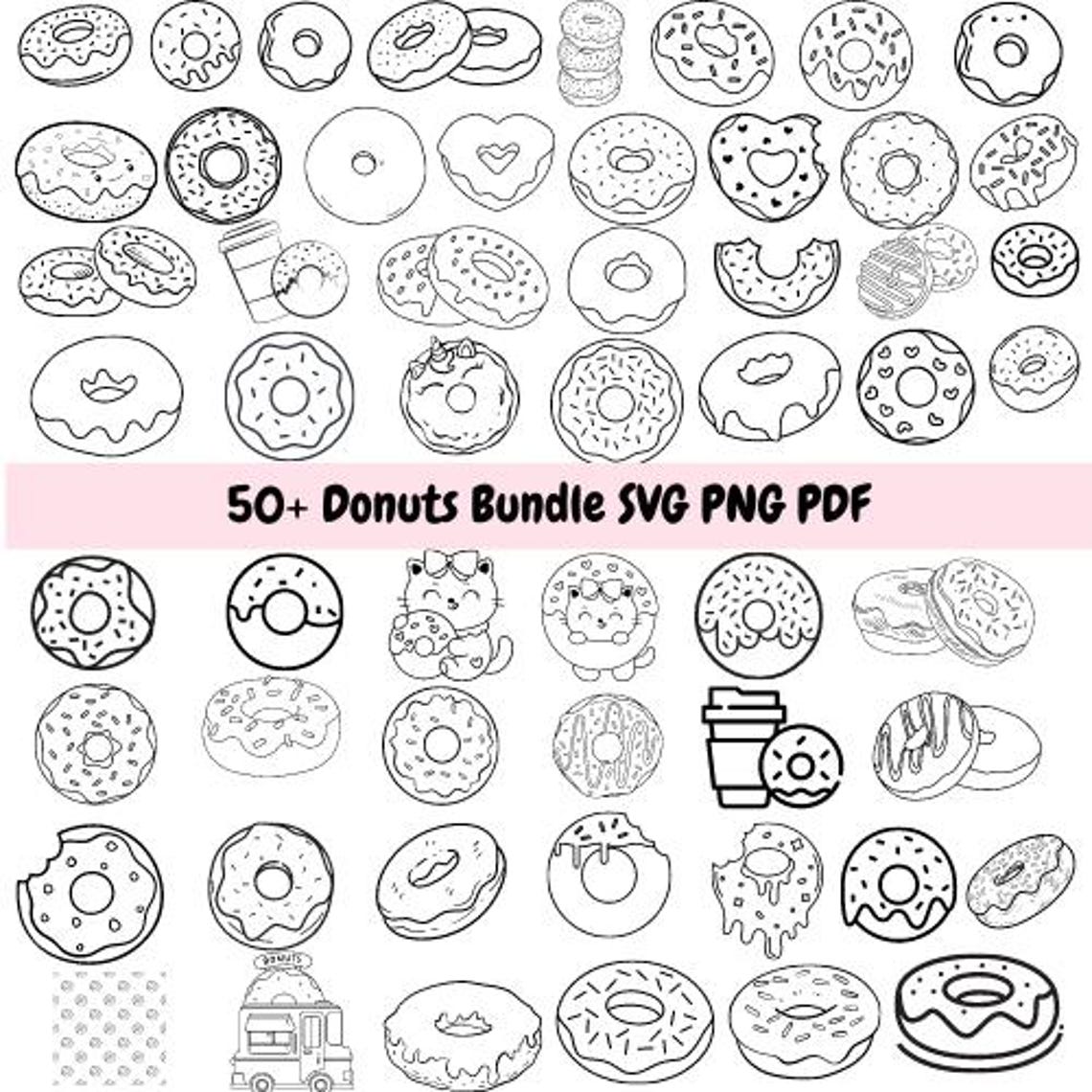 Donut Bundle SVG, Donut Doodle Svg, Donut SVG Cutting Files for Cricut ...
