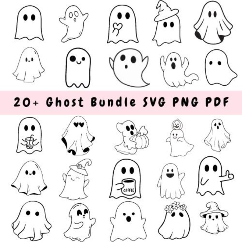 Ghost Bundle SVG, Ghost Clipart, SVG Files, PNG File, Ghost Print ...