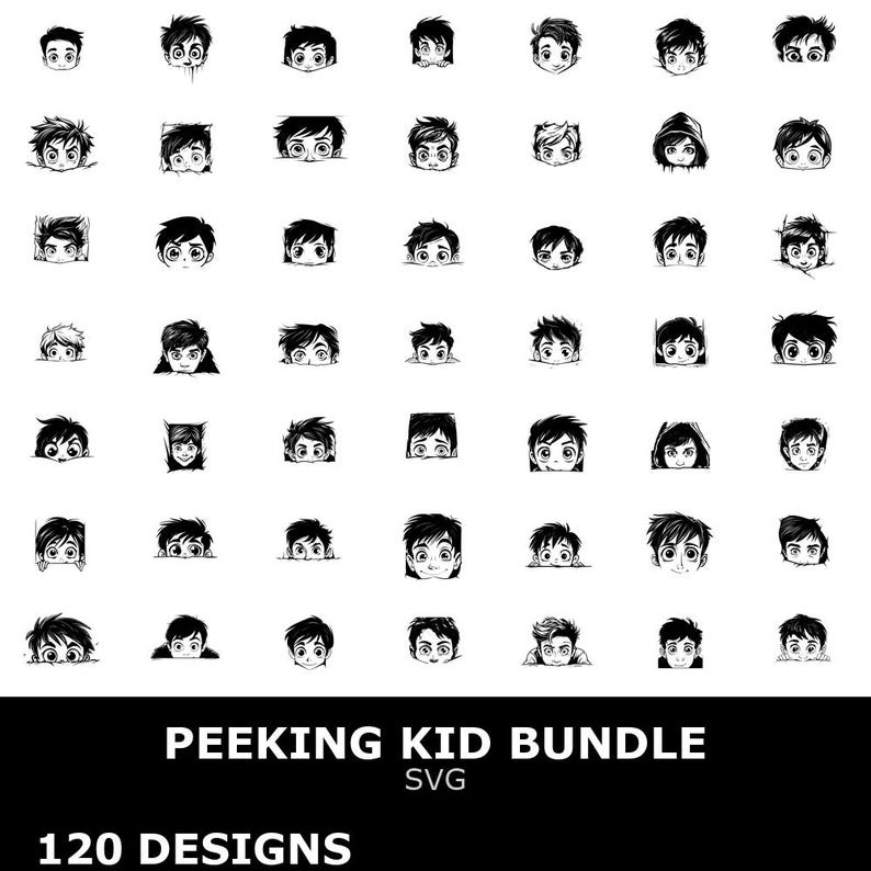 Peeking Kid Digital Clipart Bundle Svg Cricut Cutting Files for Kids ...