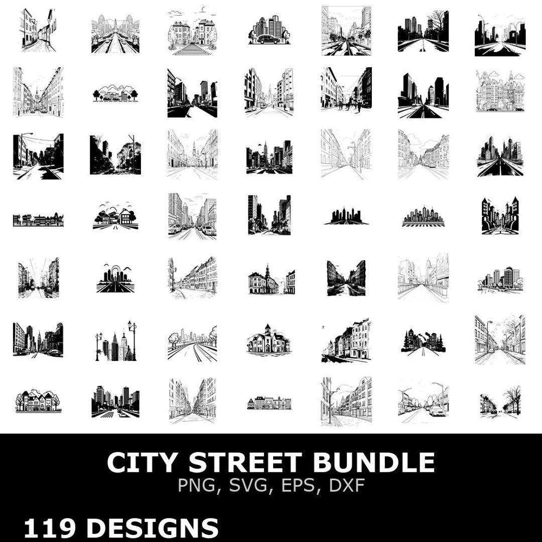 City Street Digital Clipart Bundle Svg Png Eps Dxf for Cricut Cutting ...