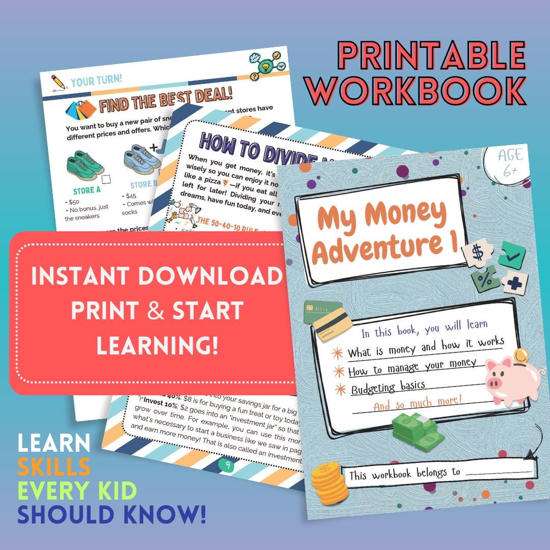 Kids Money Workbook Printable Financial Literacy for Kids Fun Budgeting ...