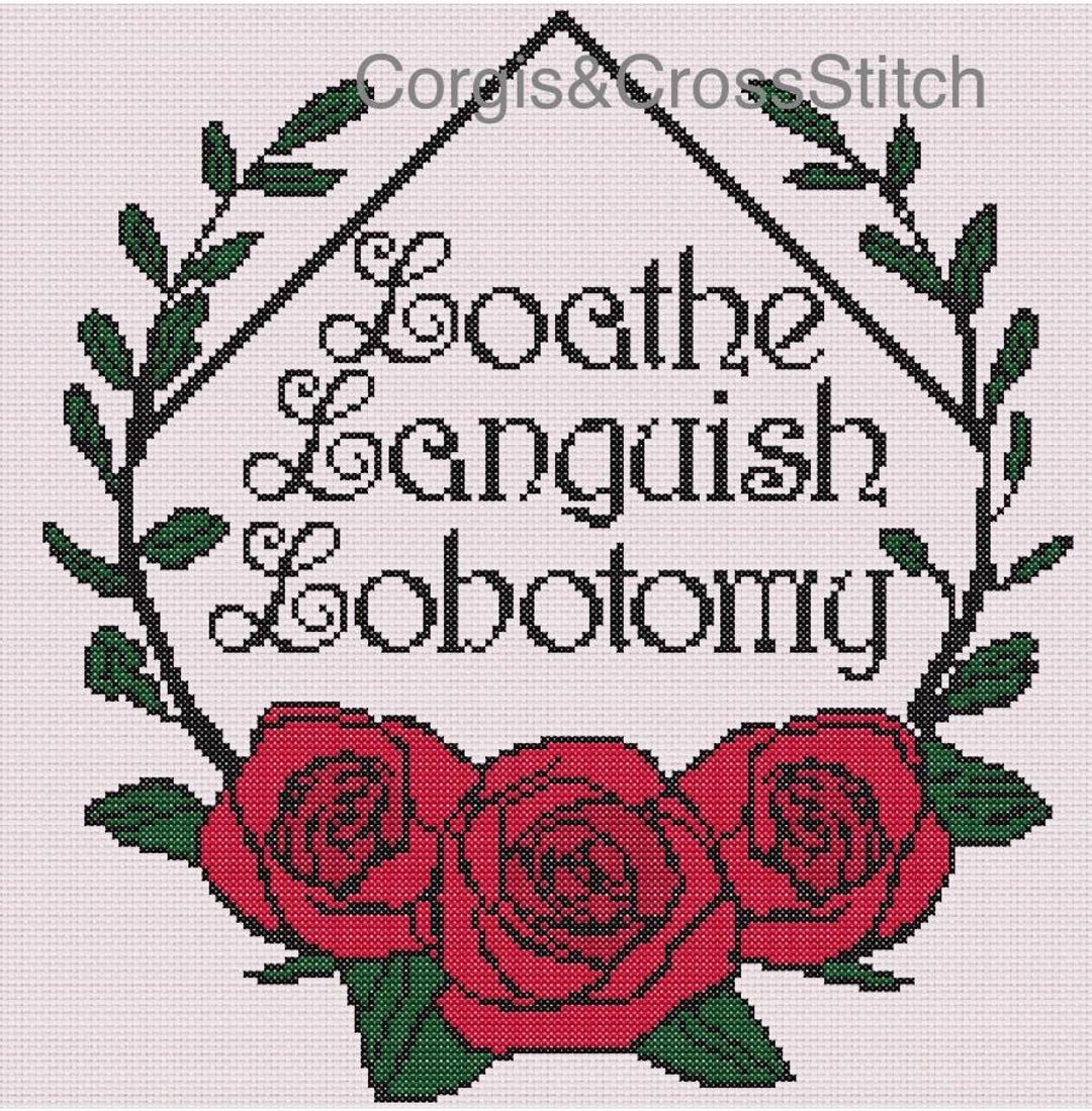 Loathe Languish Lobotomy Cross Stitch Pattern: Floral Rose Wreath (PDF ...