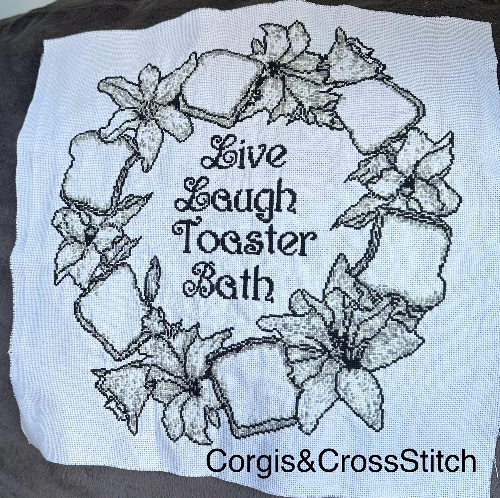 Live Laugh Toaster Bath Cross Stitch Pattern: Snarky Lily Greyscale ...