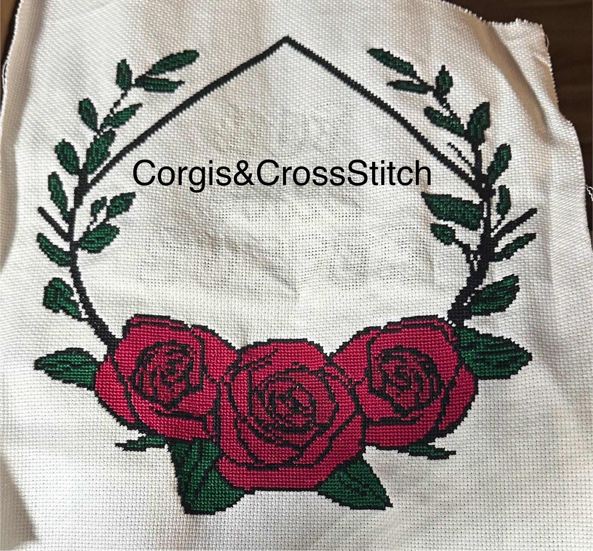 Loathe Languish Lobotomy Cross Stitch Pattern: Floral Rose Wreath (PDF ...