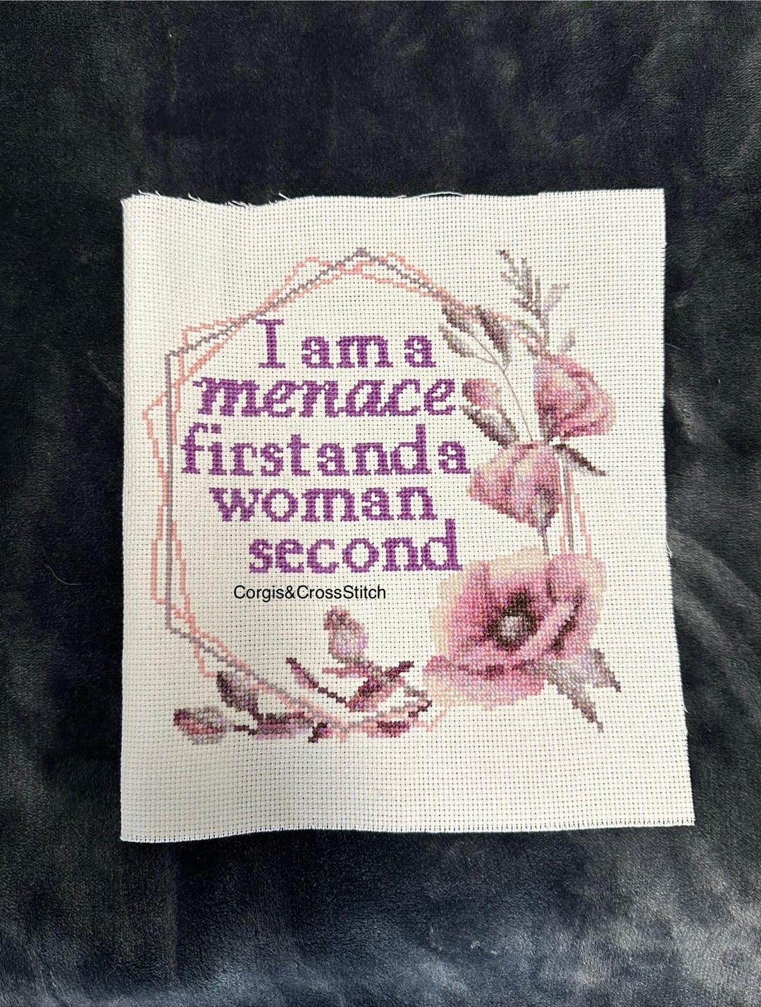Menace First and a Woman Second Floral Cross Stitch Pattern: Snarky ...