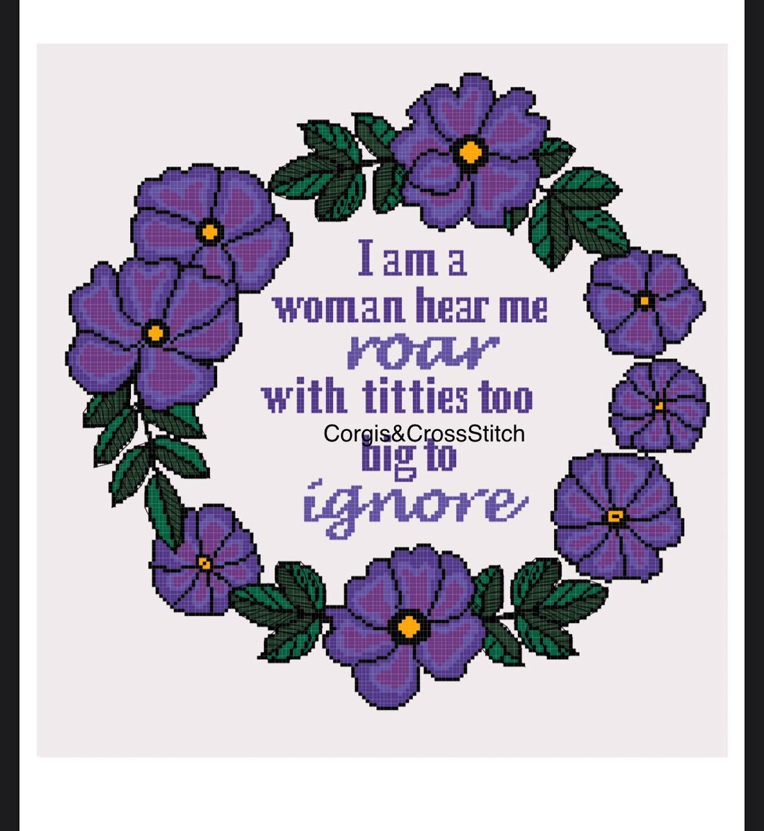 I Am A Woman Hear Me Roar With Titties Too Big to Ignore Purple Wreath ...