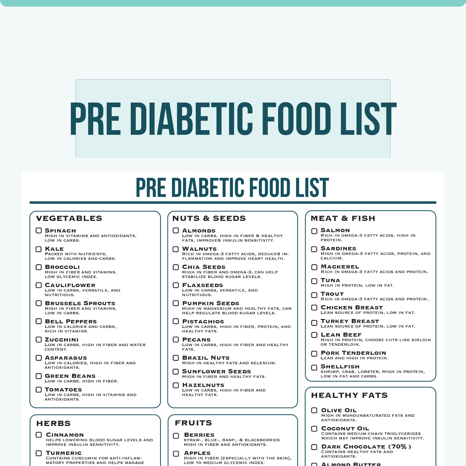 Pre-diabetic Food List | Low Carb & Sugar-free Grocery List | Pre ...