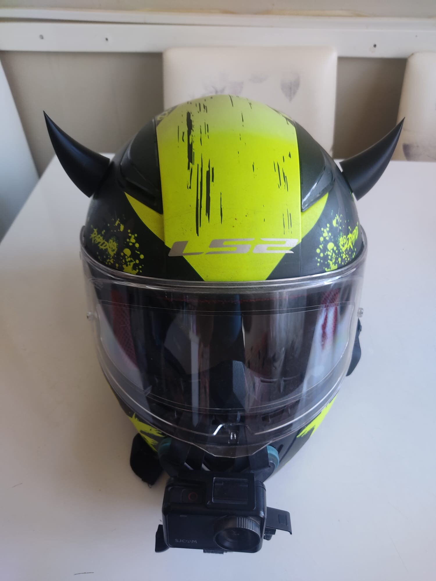 Helmet Horn for Bikers, Colorful Helmet Horns, Biker Gift, Pink Devil ...