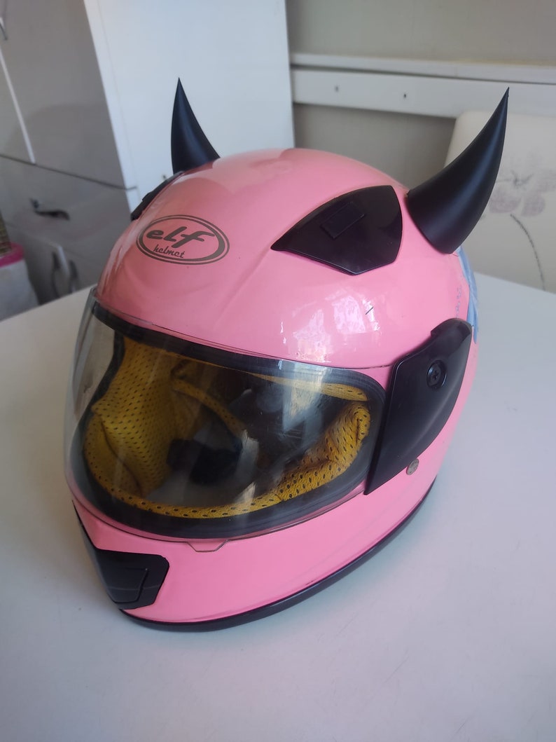 Helmet Horn for Bikers, Colorful Helmet Horns, Biker Gift, Pink Devil ...