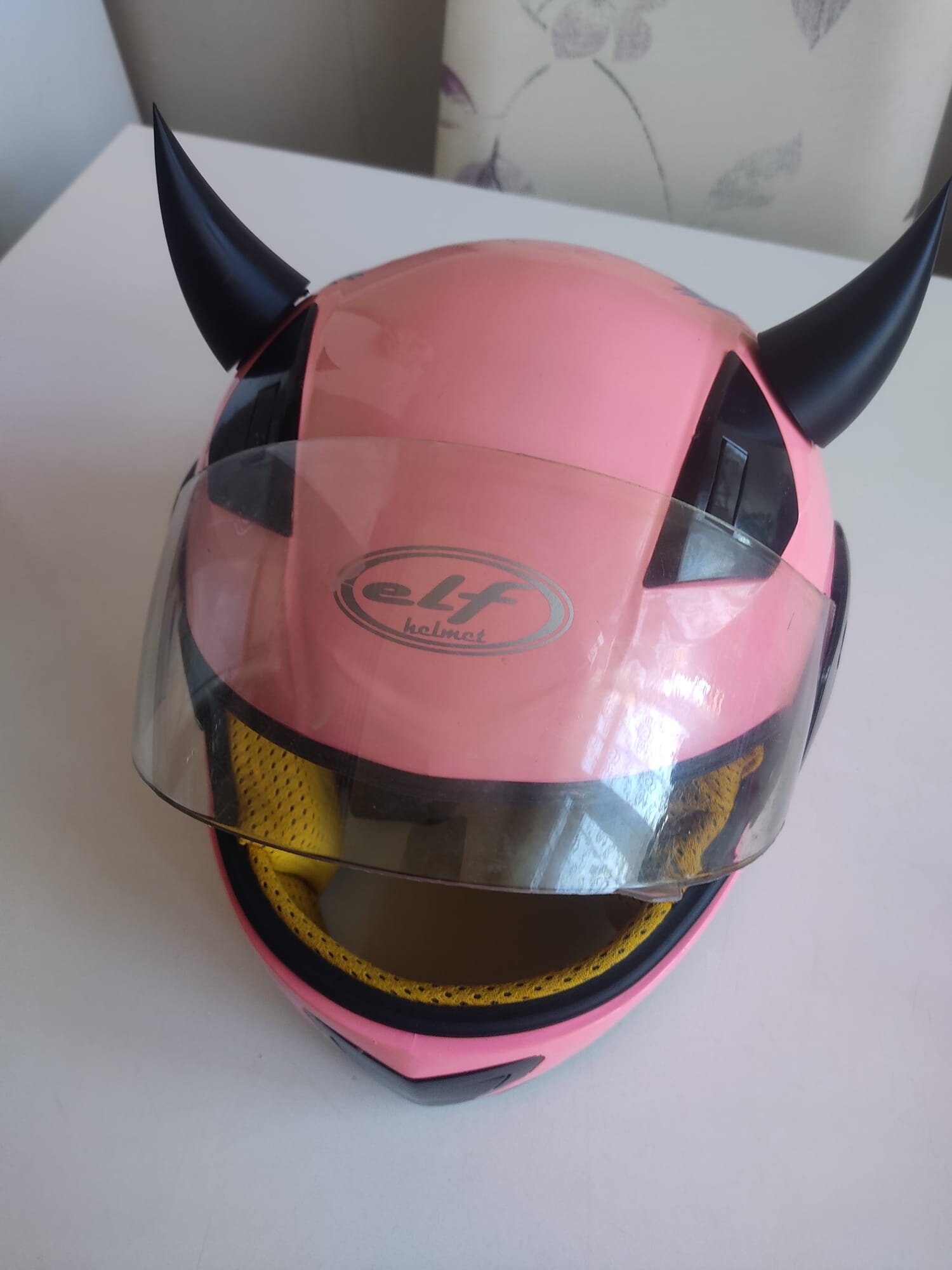 Helmet Horn for Bikers, Colorful Helmet Horns, Biker Gift, Pink Devil ...