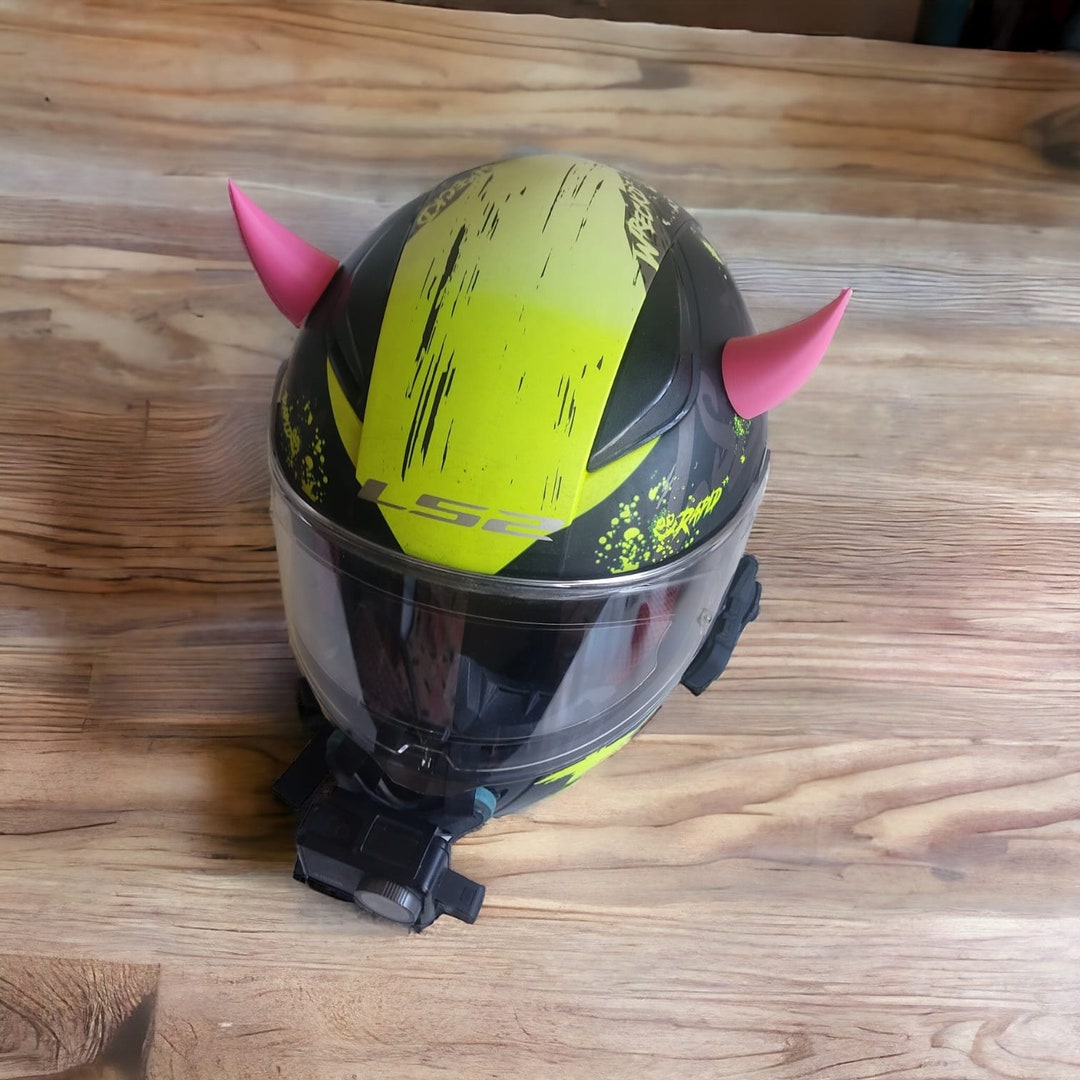 Helmet Horn for Bikers, Colorful Helmet Horns, Biker Gift, Pink Devil ...