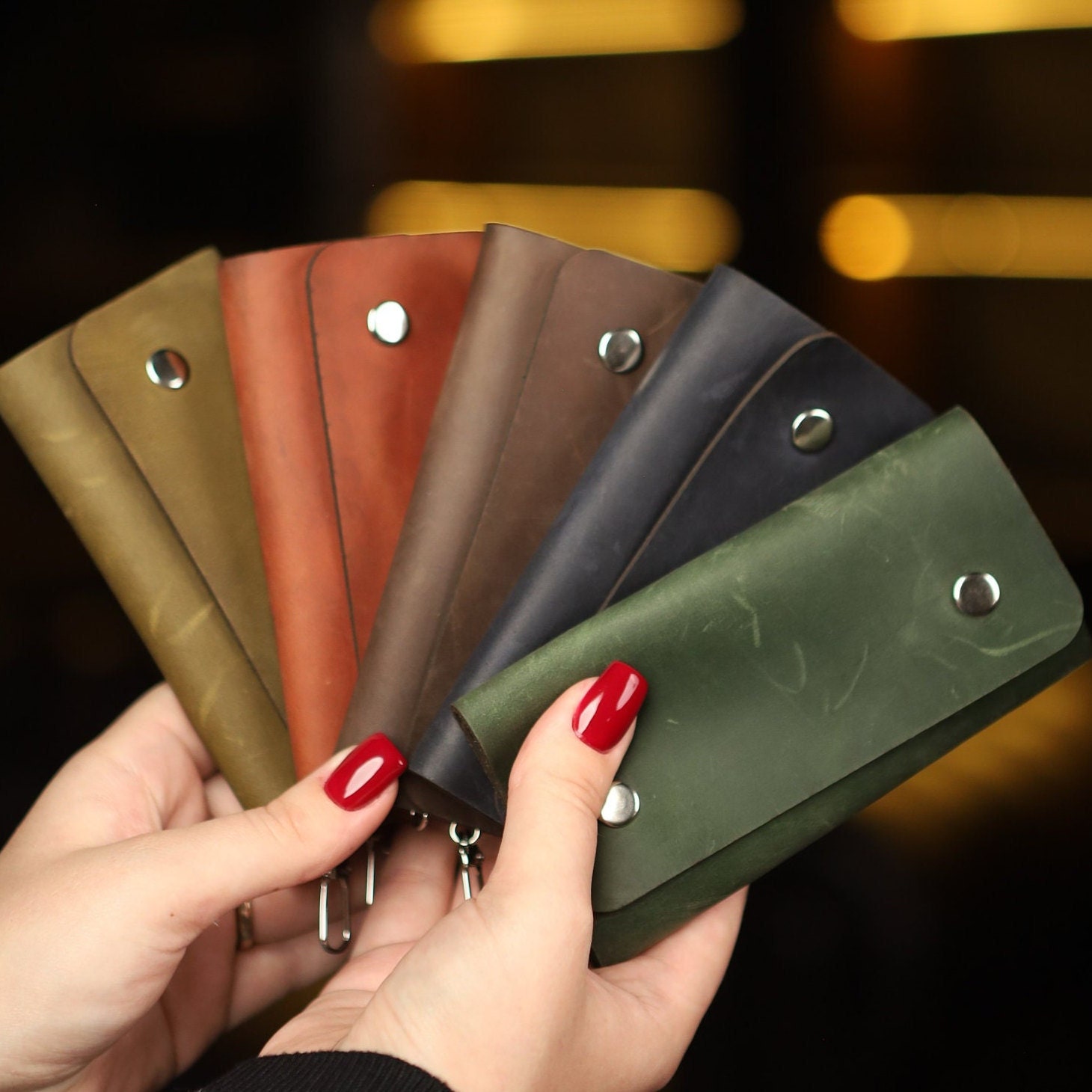 Personalized Leather Key Case, Leather Key Holder, Key Pouch Holder ...