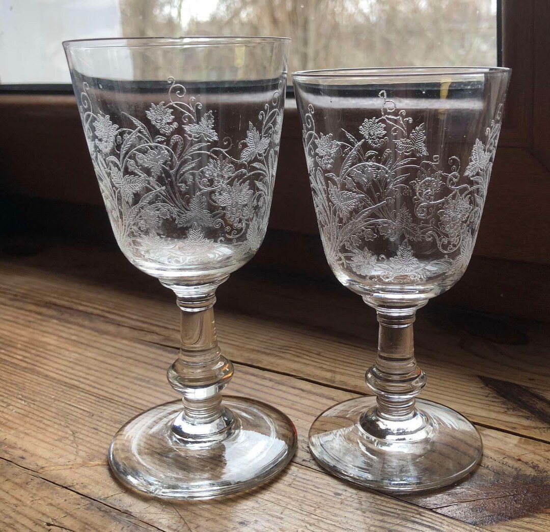 Two Antique Baccarat Wine Glasses - Etsy