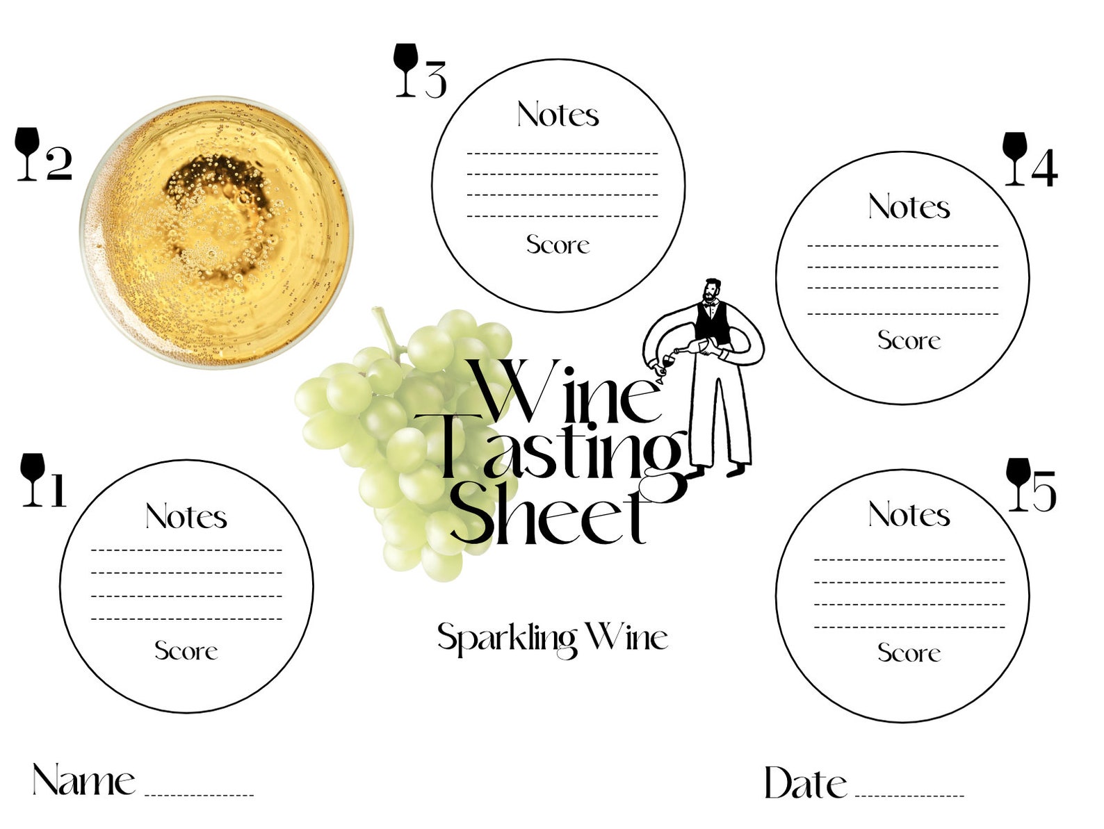 Sparkling Wine Tasting Score Card: Champagne, Cava, Prosecco (PDF ...
