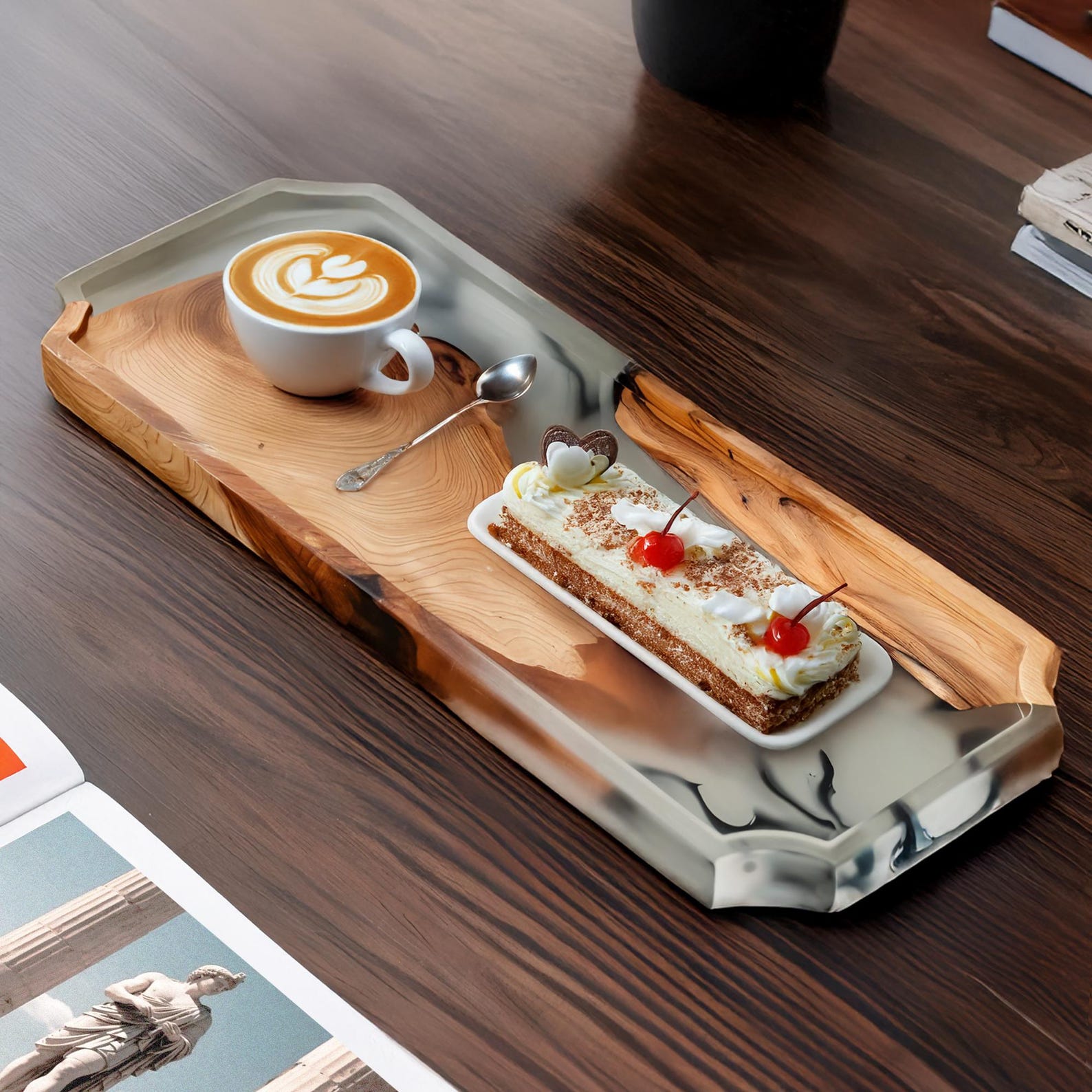 Serving Tray Unique Wedding Gift Thuja Tree Wood & Resin Serving Tray ...