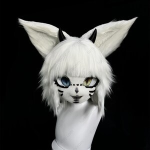 White Fox Youth Custom Premade Fursuit Head Kig Furry Mask Fursona ...