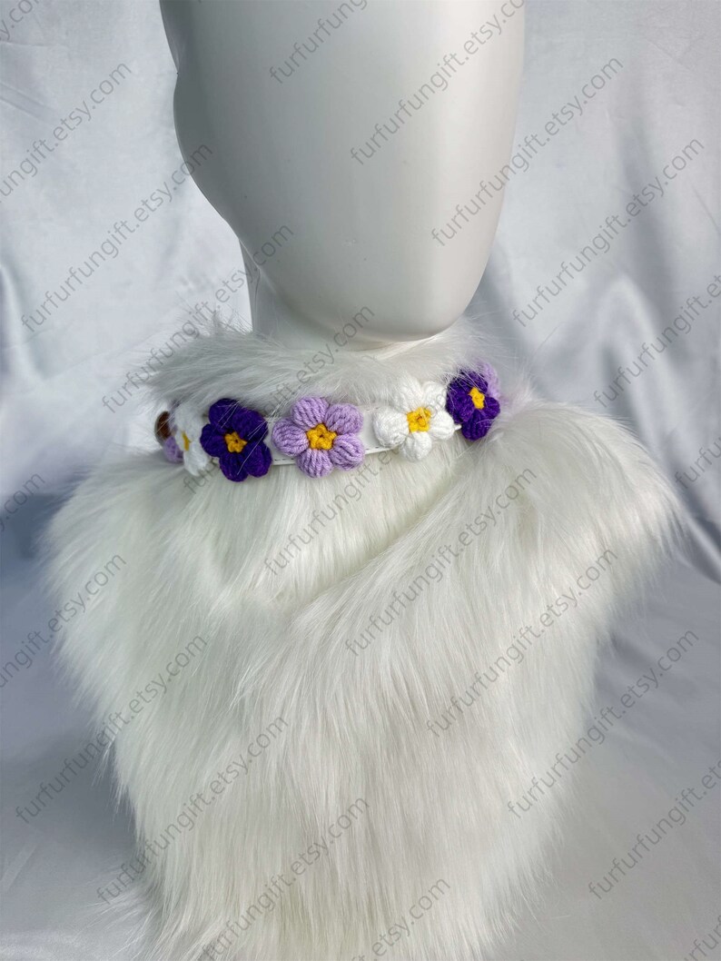 8 Colors Floral Fursuit Choker, Fursuit Collar With Bell, Fursona ...
