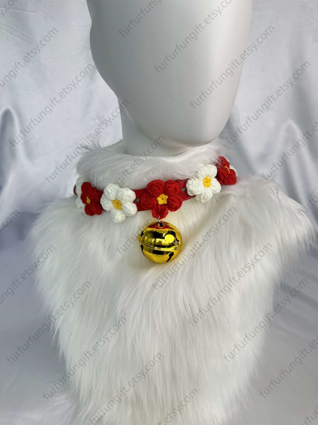 8 Colors Floral Fursuit Choker, Fursuit Collar With Bell, Fursona ...