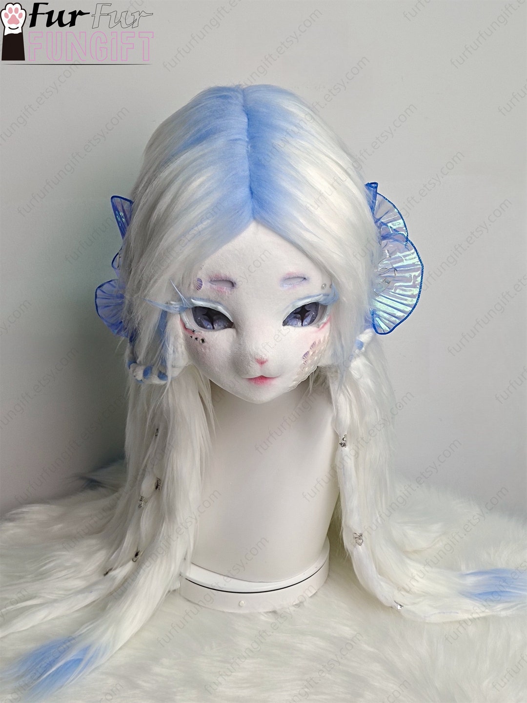 Blue Mermaid Finished Fursuit Head, Premade Kemono Mask, Handmade ...