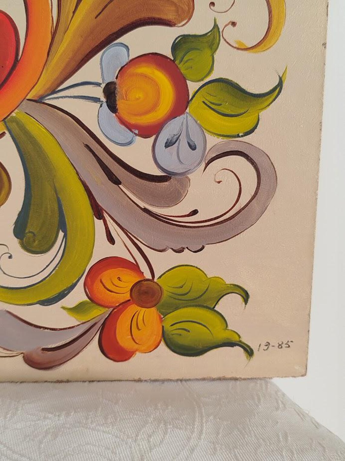 Signed 1985 Norwegian Rosemaling Telemark Wall Hanging- Norway Folk Art ...