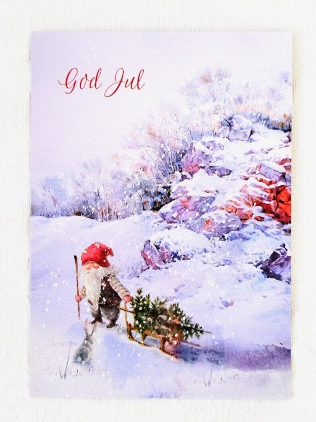 God Jul - Norwegian Nisse Swedish Tomte Christmas Card - Lovely Gnome ...
