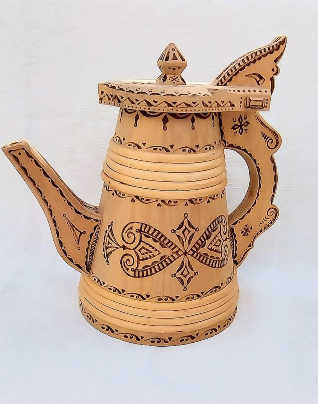 Norwegian Viking Style Handmade Wooden Pitcher Mug With Dragon ...