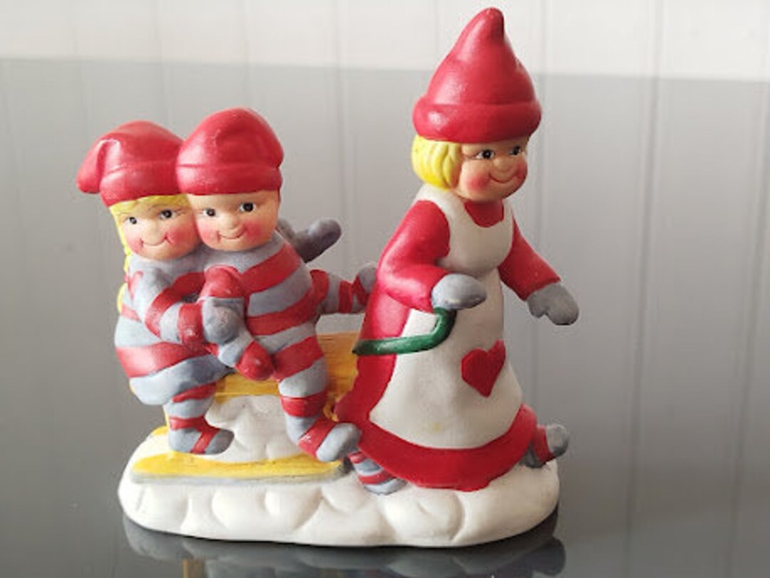 Nordic Christmas Ornament - Mother Pulling Children on Sled - Swedish ...