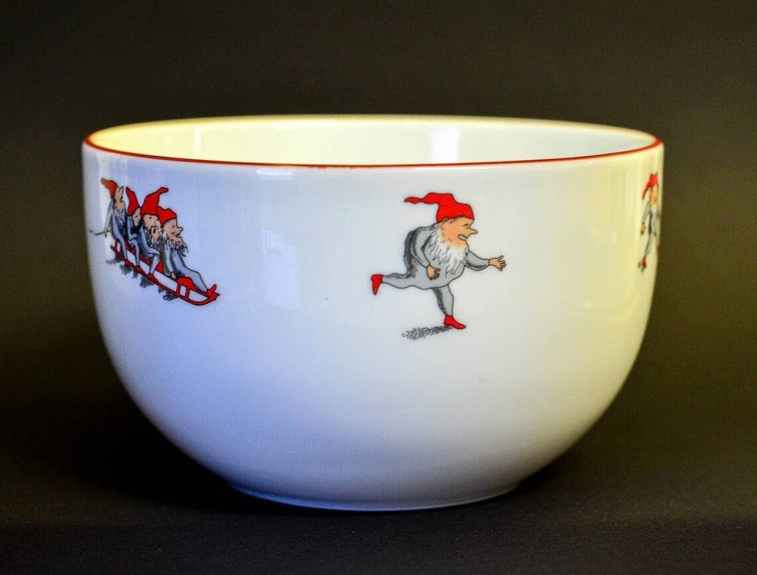 NEW Porsgrund Porcelain NISSE Elves Christmas Round Serving Bowl ...