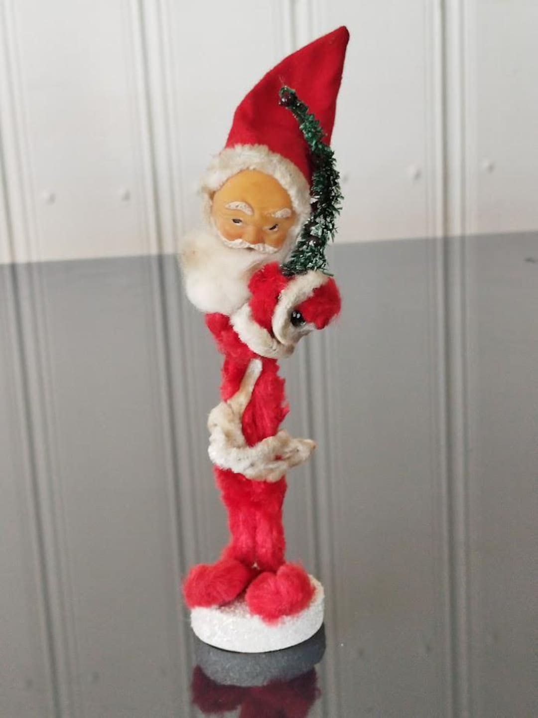 1950s Christmas Pipe Cleaner Elf Gnome With Christmas Tree - Chenille ...