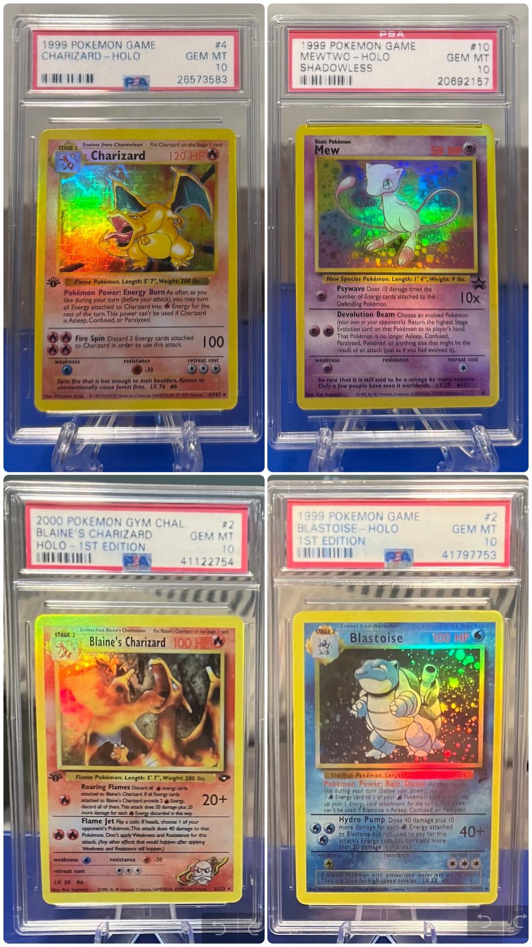 4 Pokémon First Edtion Holographic Graded REPRINTS, You Get Cards in ...