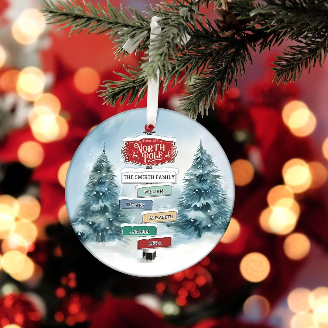 Custom North Pole Family Name Ornament, Personalized North Pole ...