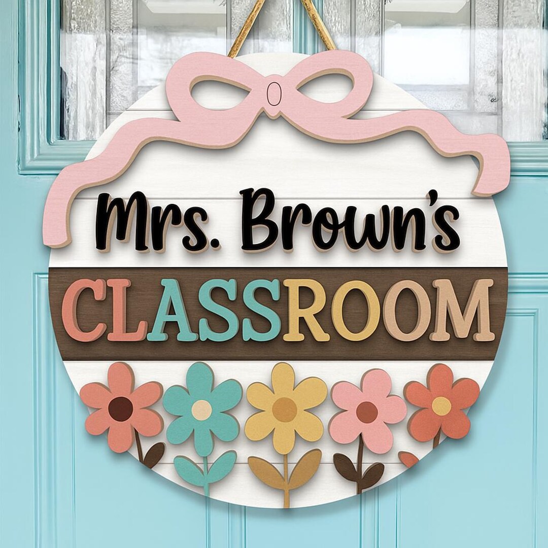 Personalized Teacher Door Sign, Custom Welcome Teacher Door Sign ...