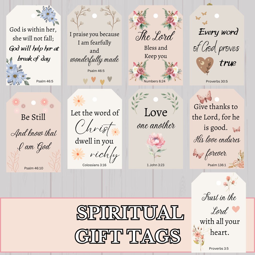 Printable Spiritual Gift Tags, Christian Scripture, Floral Gift Tags ...