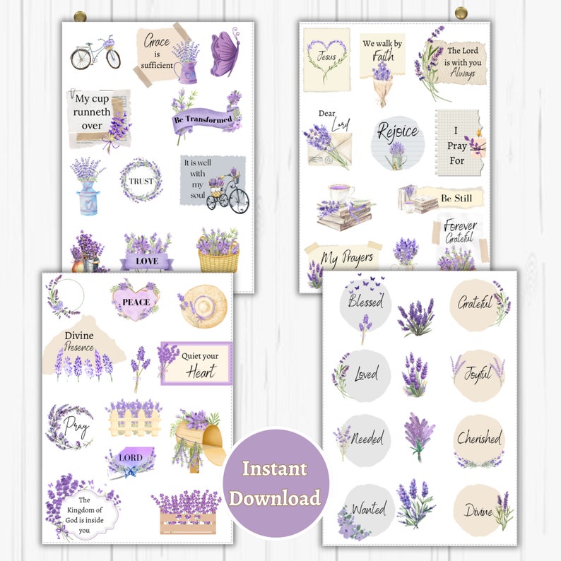 Lavender Spiritual Snippets Printables, Bible Verses, Christian ...
