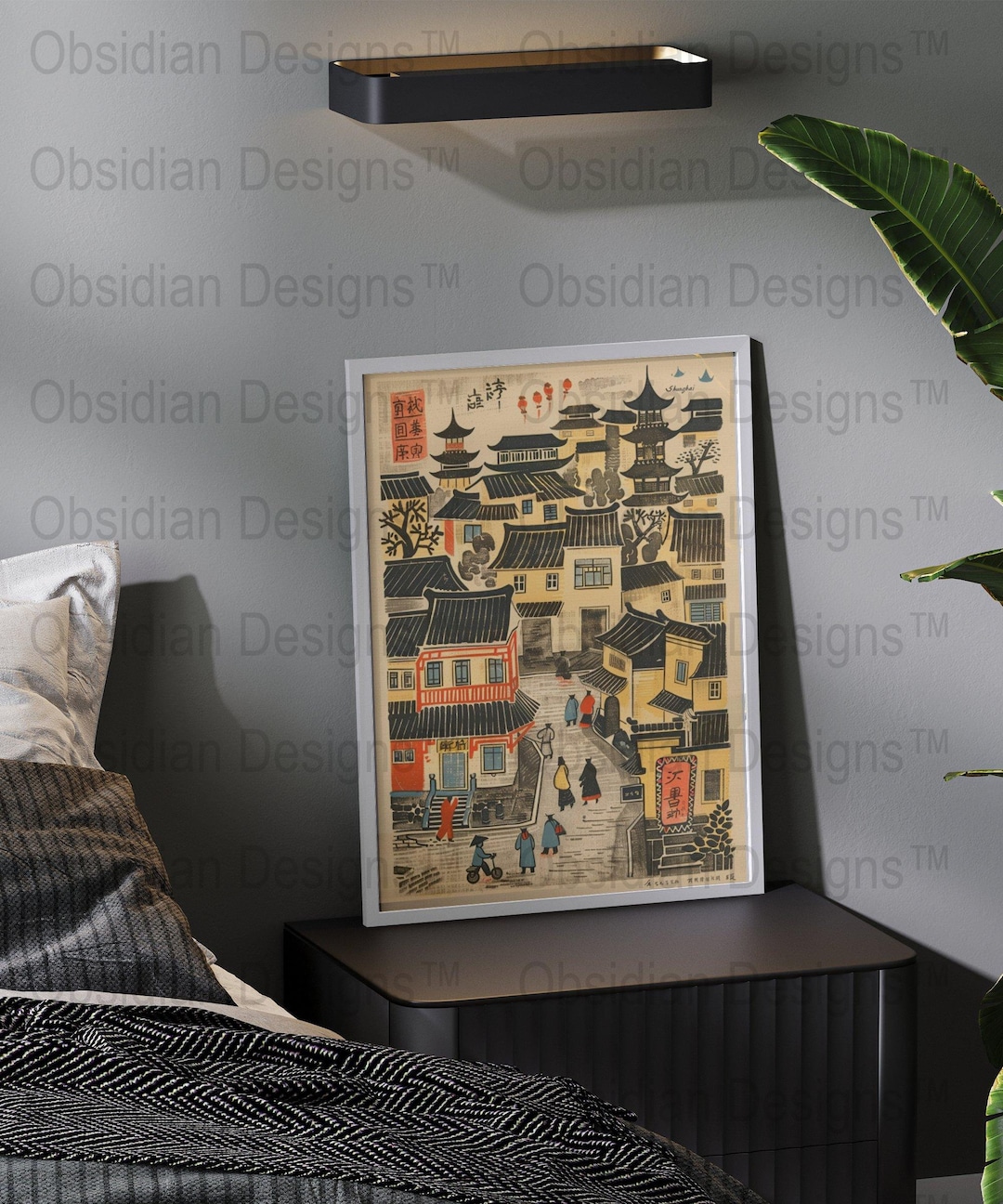 Vintage Shanghai Poster Digital Print, Asian Cityscape Art, Retro ...