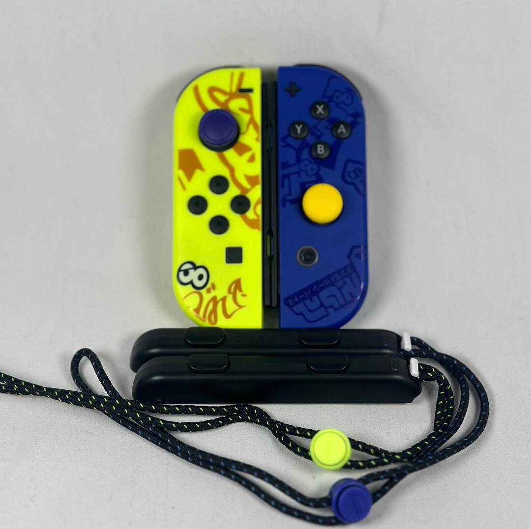 Splatoon Blue Neon Yellow Customized Wireless Joy-con Controllers for ...