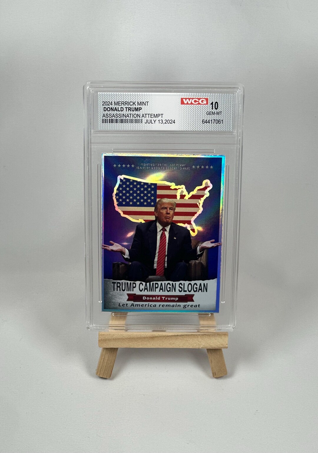 Holographic Collectible Donald Trump America Trading Card Graded Mint ...