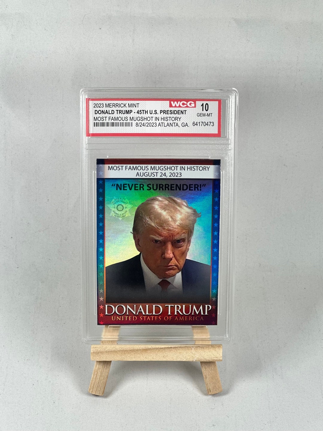 Holographic Collectible Donald Trump Mugshot Trading Card Graded Mint ...