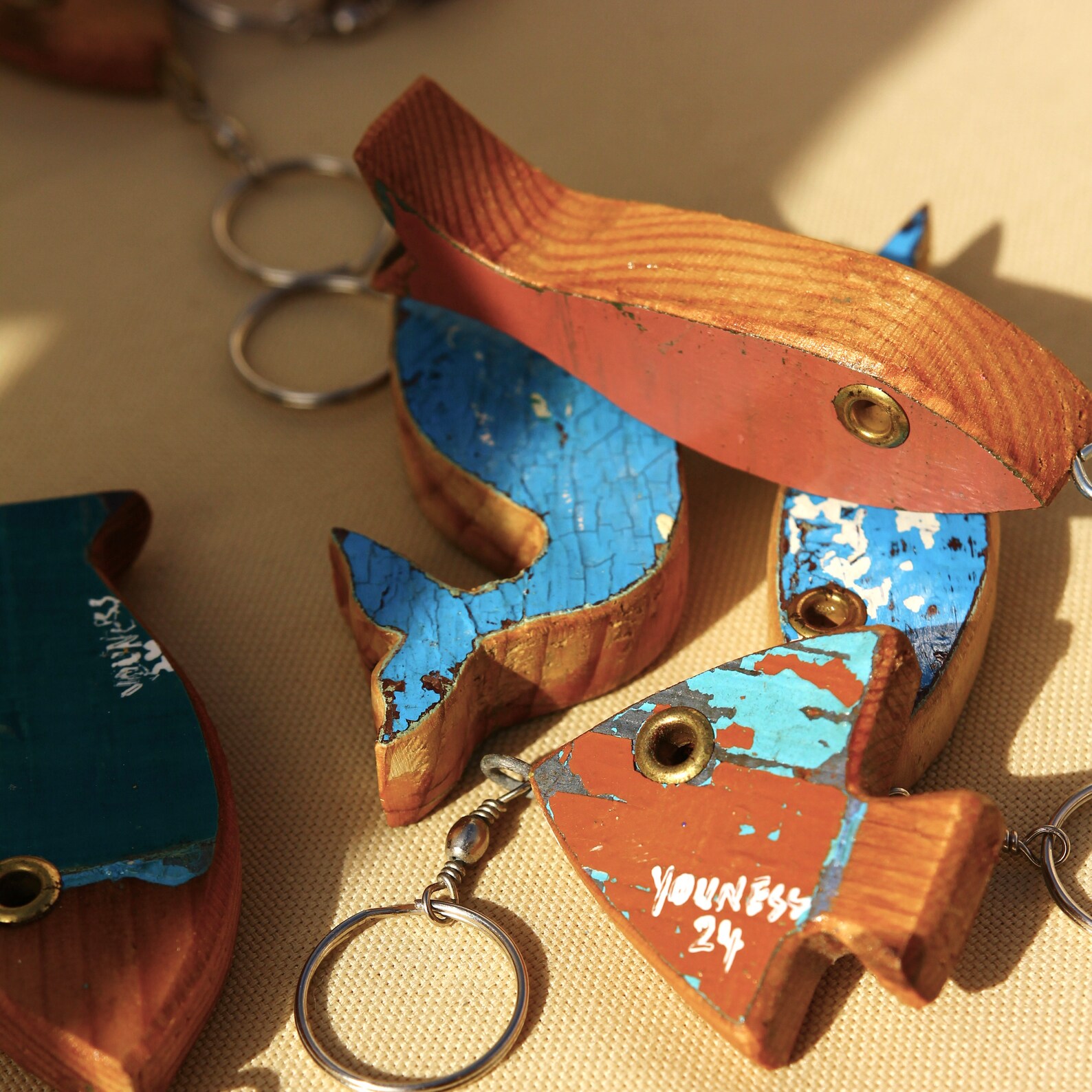 Handcrafted Wooden Fish Key Holder: Upcycled Boat Wood With Metal ...