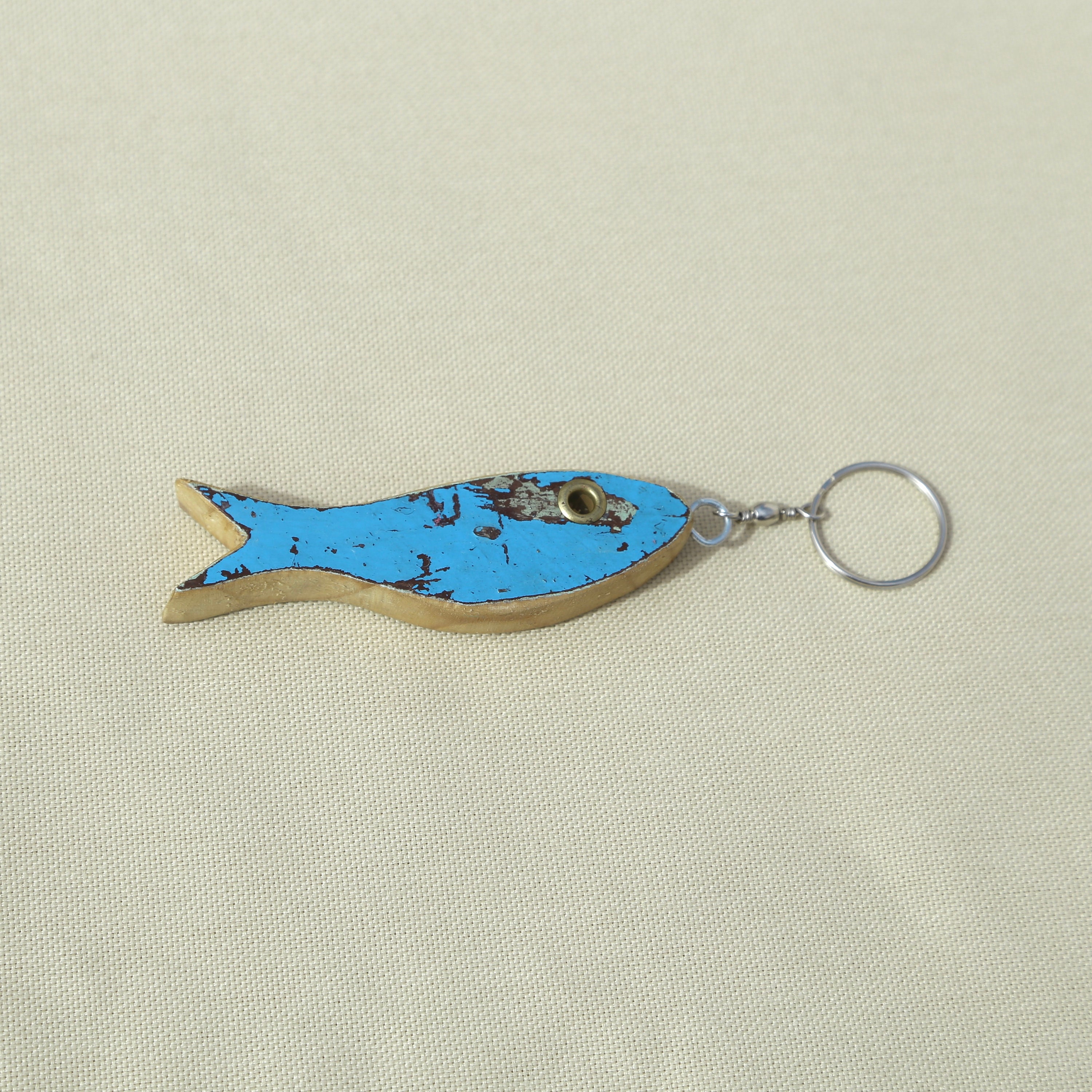 Handcrafted Wooden Fish Key Holder: Upcycled Boat Wood With Metal ...