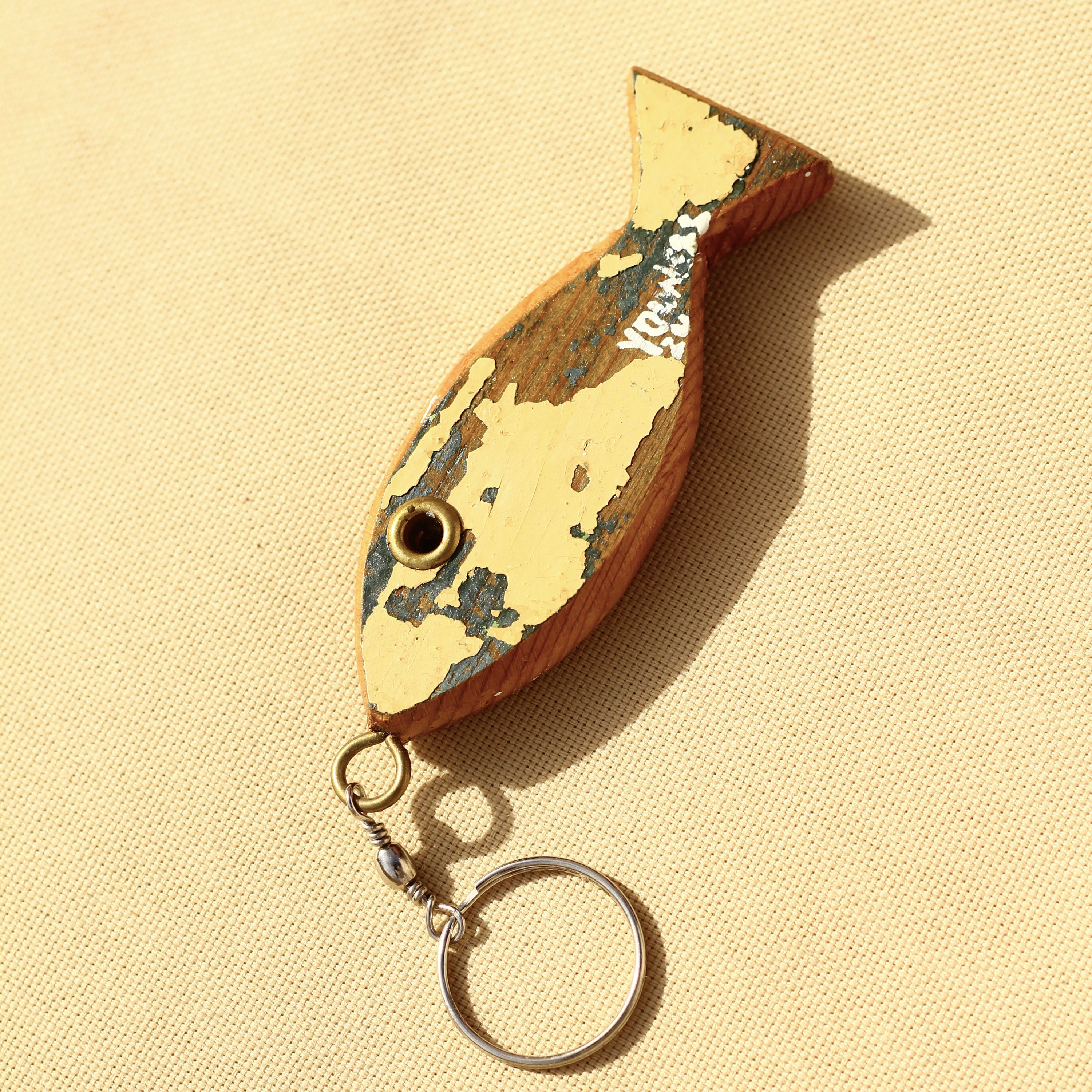 Handcrafted Wooden Fish Key Holder: Upcycled Boat Wood With Metal ...